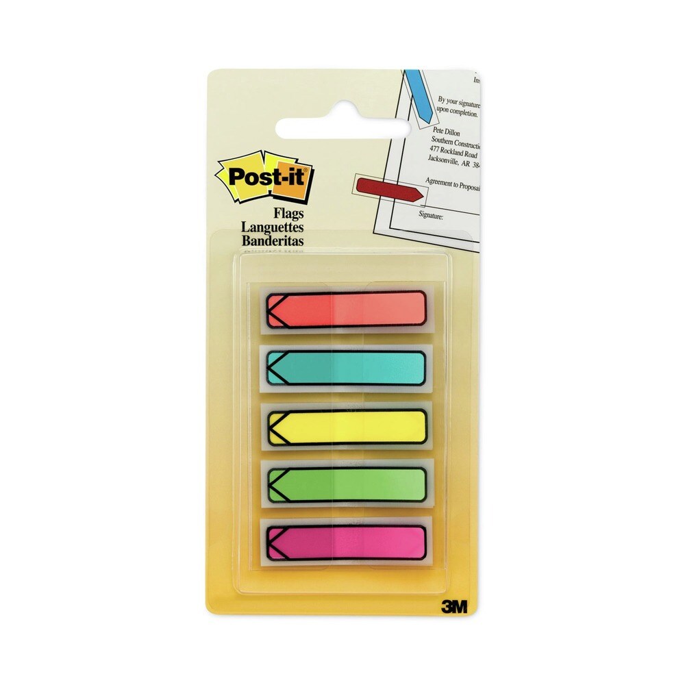Post-it Flags 0.5 in. Arrow Page Flags - 5 Assorted Bright Colors (20 ...