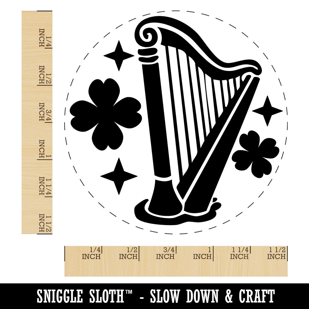 Irish Harp Shamrocks Clovers Saint Patricks Day Self-Inking Rubber ...