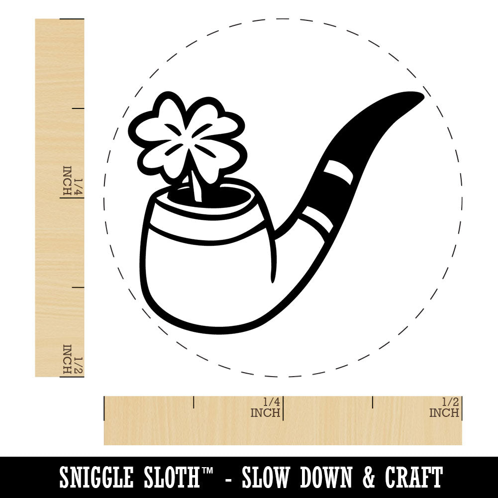 Leprechaun Pipe Shamrock Four Leaf Clover Self-Inking Rubber Stamp for ...