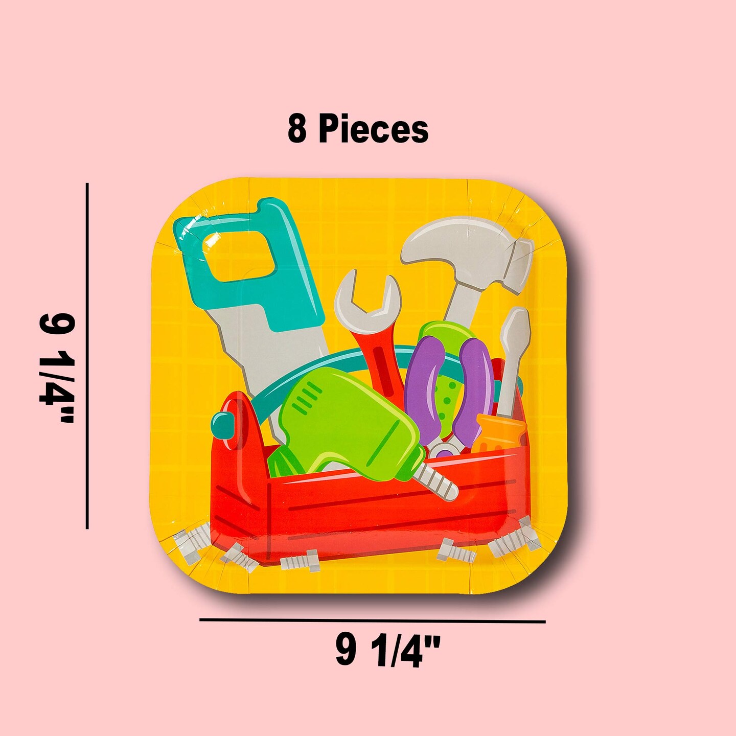 8 Count Little Handyman Paper Plates 9 1/4 Inch Tool Party Birthday ...