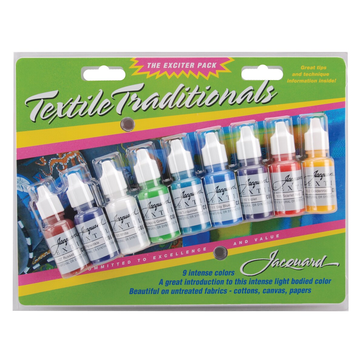 Jacquard Textile Color Exciter Pack .5oz 9/Pkg-Assorted Colors | Michaels