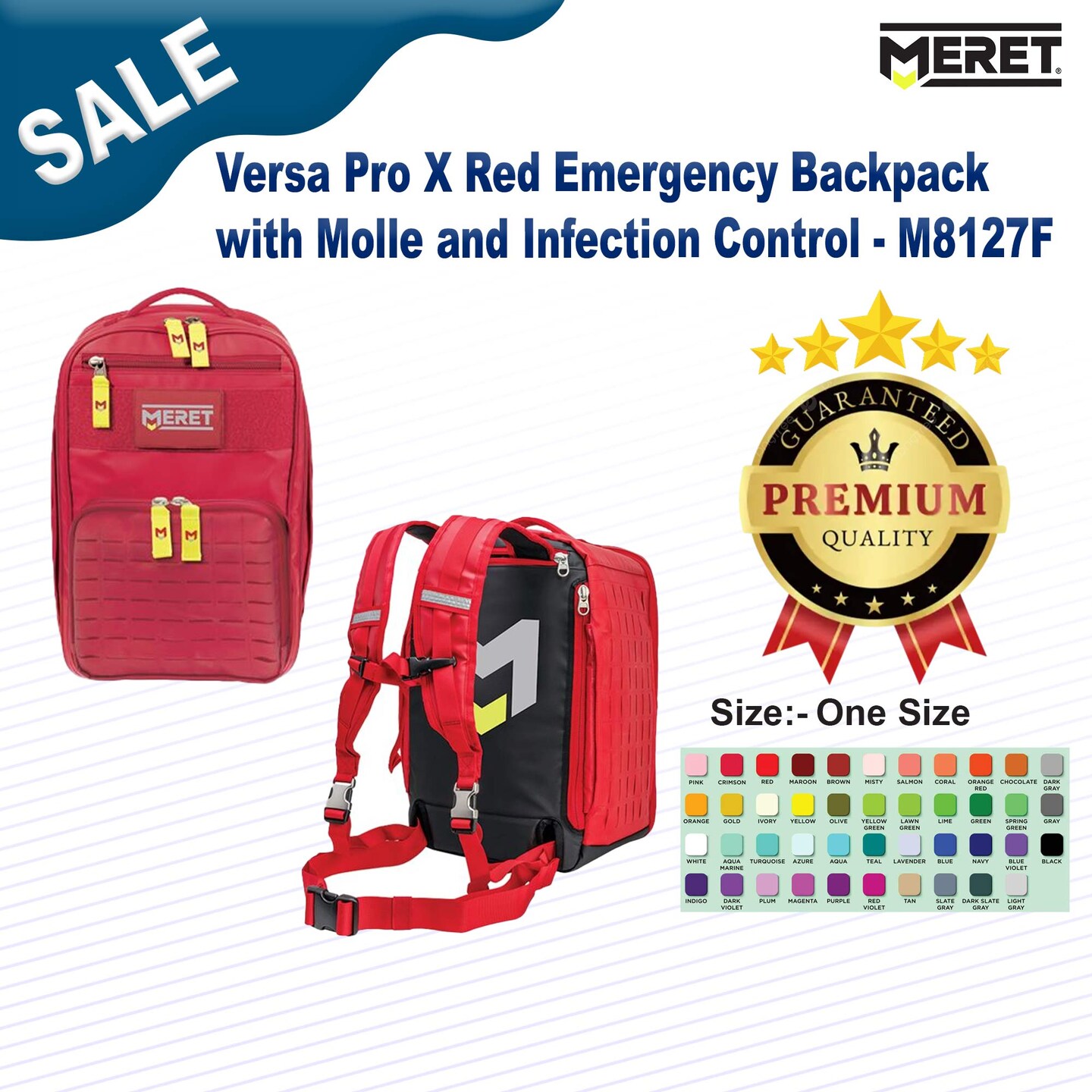 MERET® Versa Pro X Red Emergency Backpack with Molle and Infection ...
