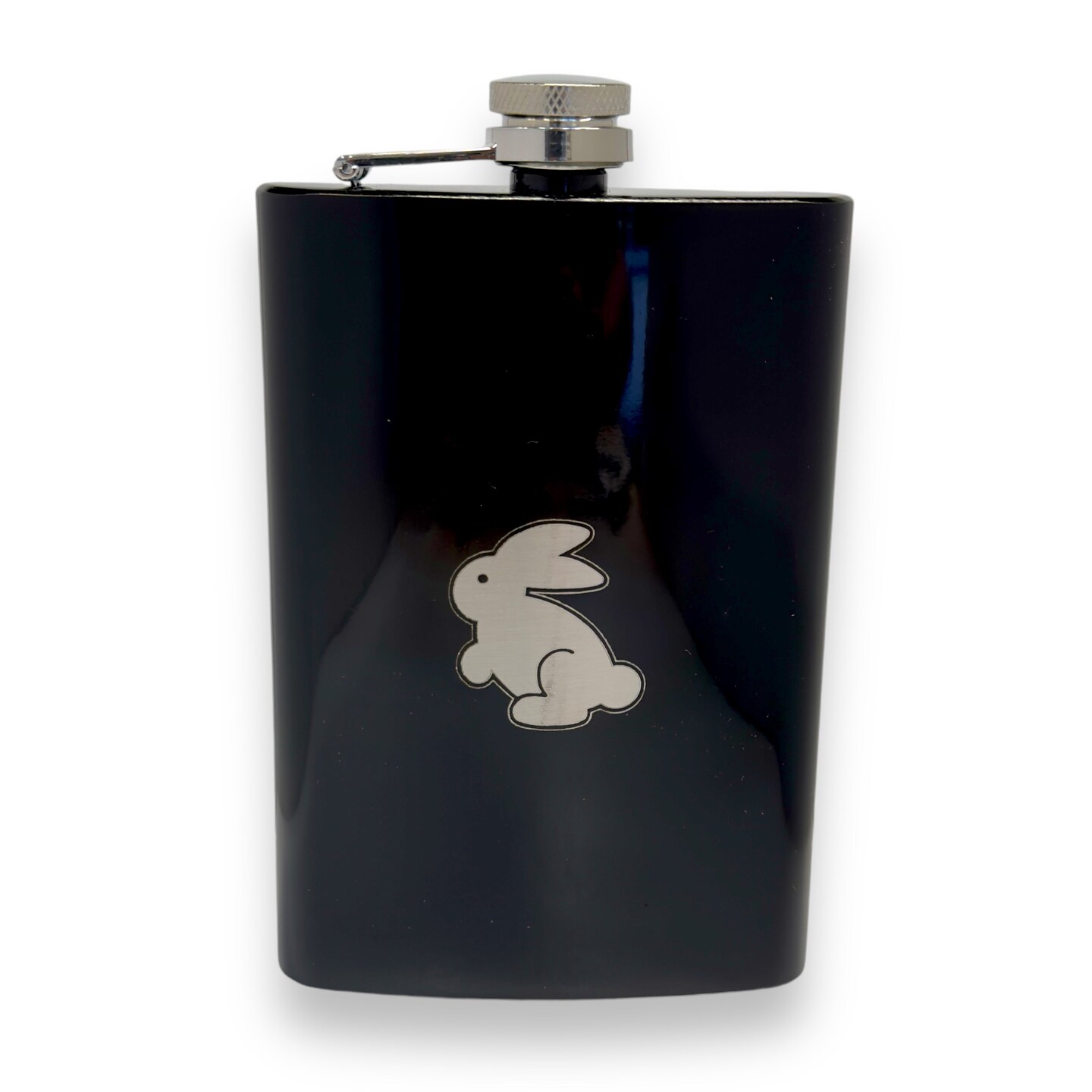 8oz BLACK Follow the White Rabbit Flask | Michaels
