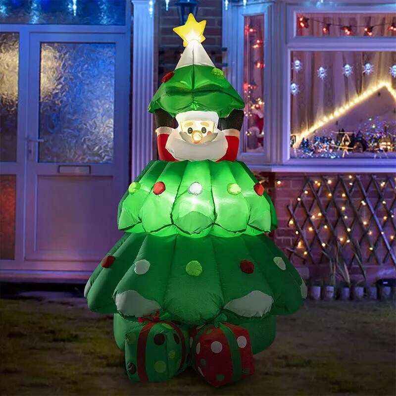 6ft Height Inflatable LED Lighted Christmas Tree Blow up w/ Santa ...