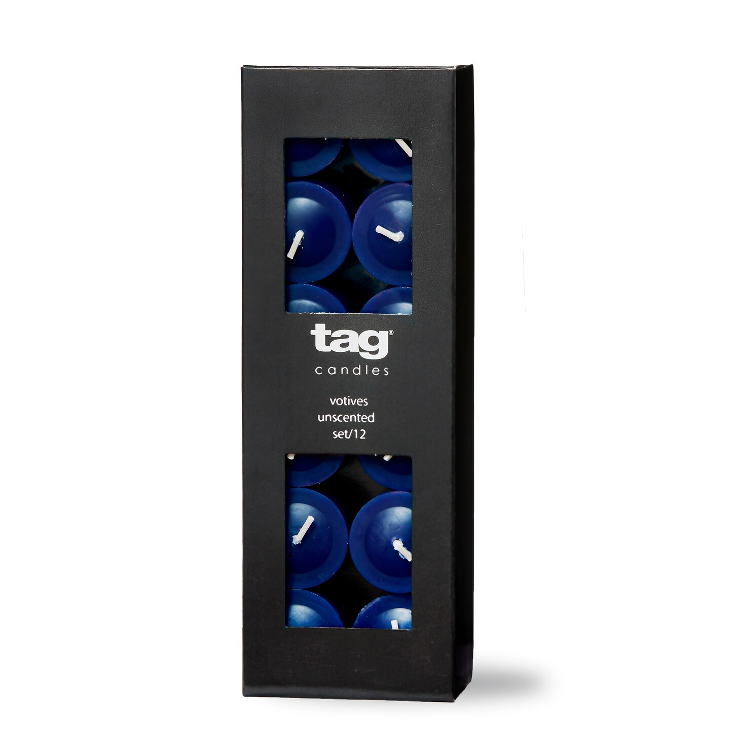 Color Studio Votive Candles Set of 12 Navy Smokeless Paraffin Wax Burn ...