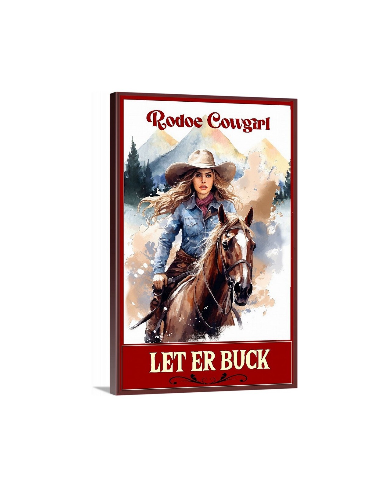 Let Er Buck Rodeo Cowgirl Canvas Wrap or Poster Travel Poster Sizes Up ...