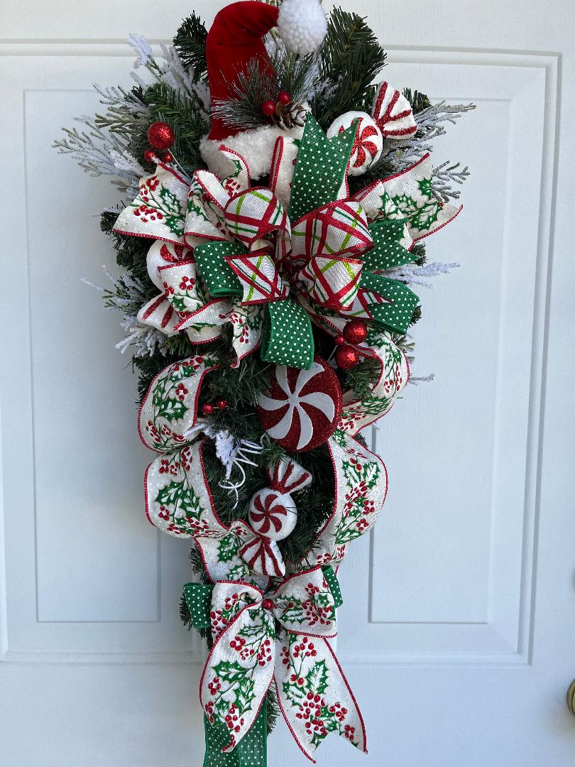 Holiday door swag Vertical Christmas wreath teardrop Christmas swag holiday door wreath Christmas decoration wall art MakerPlace by Michaels