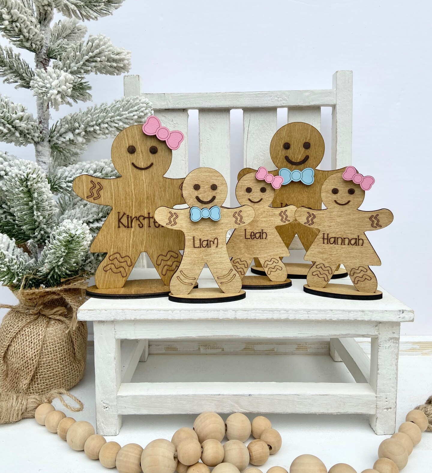 Wooden Gingerbread Family Shelf Sitter, Personalized Gingerbread ...