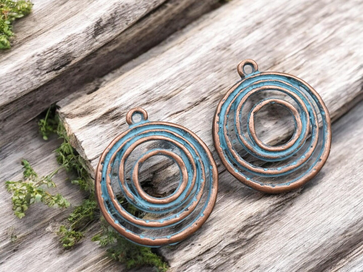 *5* 26x22mm Copper Patina Floating Circle Charms | Michaels