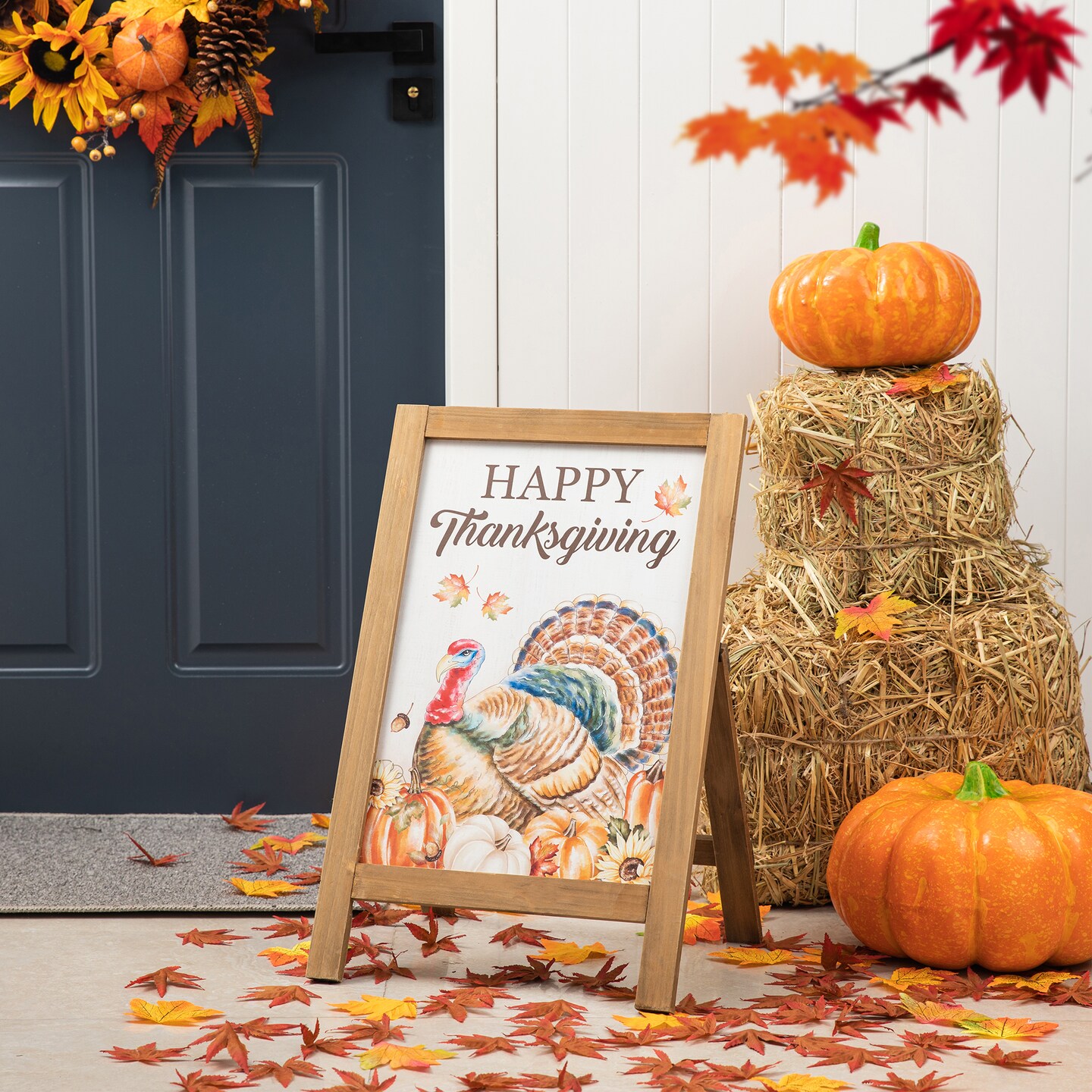 24”H Thanksgiving Wooden Turkey Easel Porch Sign | Michaels