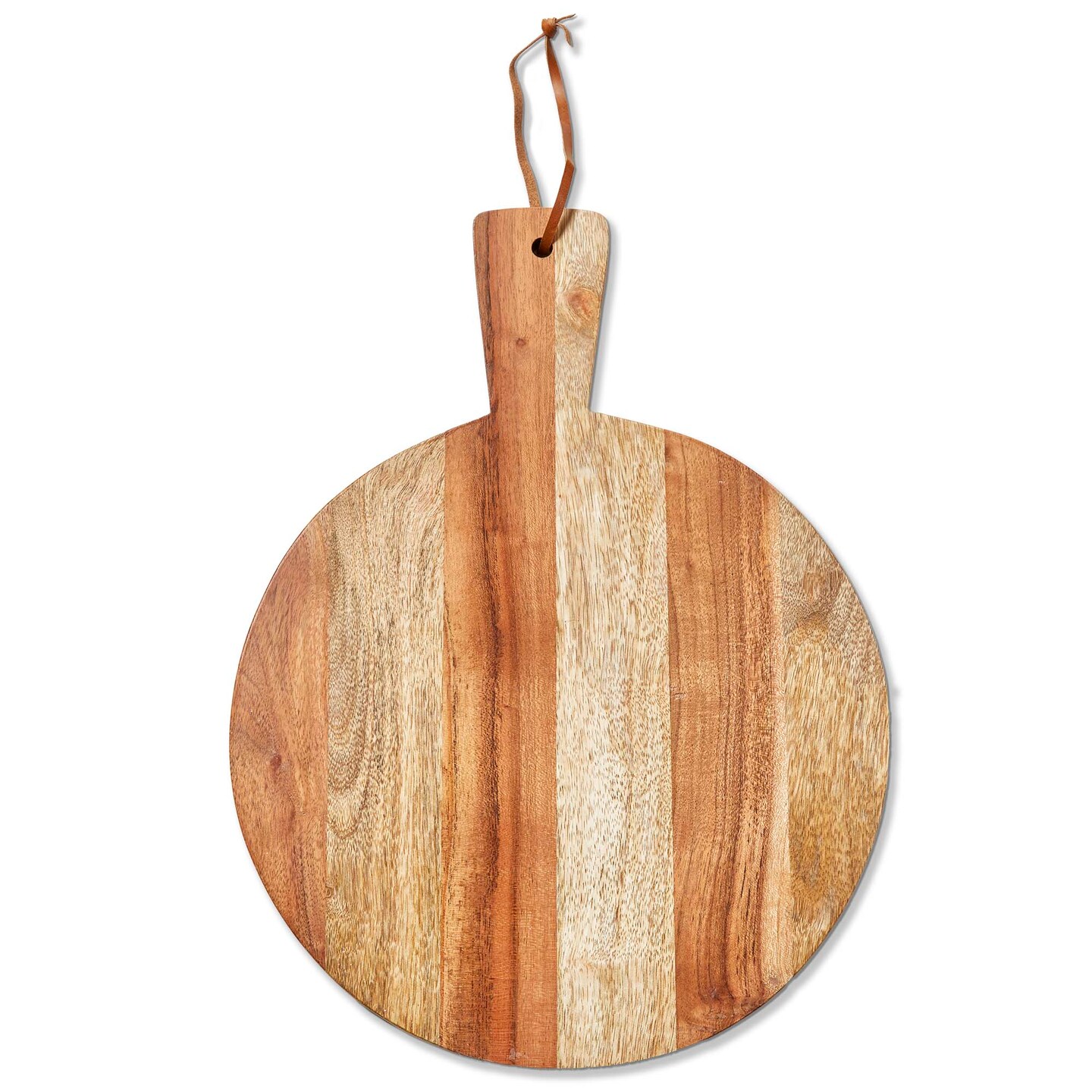 Two Tone Round Serving Board Natural Wood Cutting Board for Everyday Use 16 x 12 Inches Hand ...