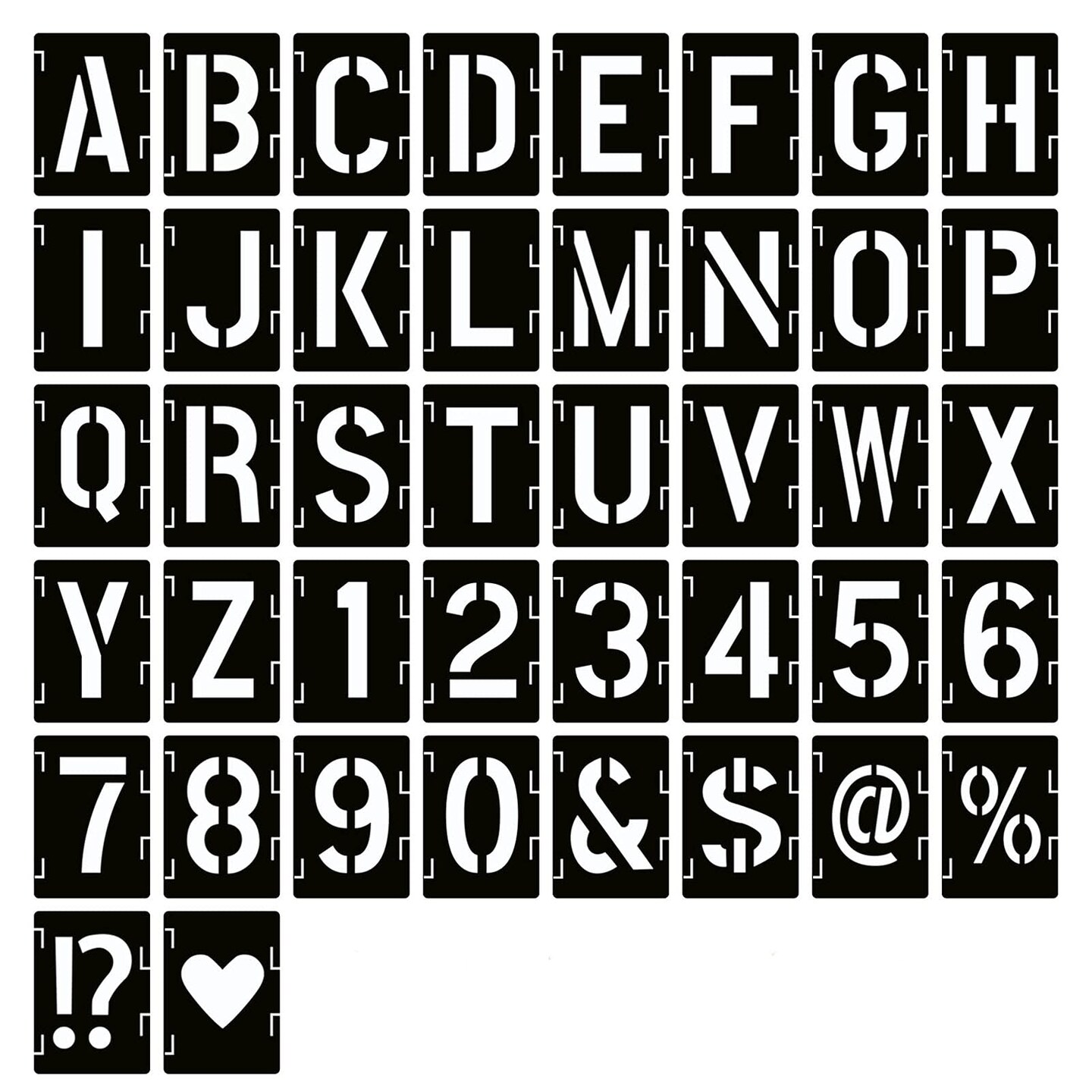 2 Inch Letter Stencils Symbol Numbers Craft Stencils, 42 Pcs Reusable ...