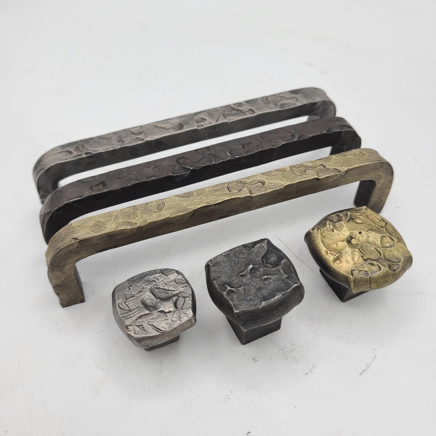 Hand Forged Iron Drawer Pull Handle Cabinet Hardware - Moonscape U ...