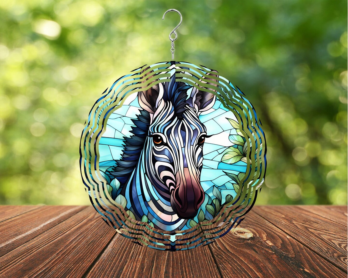 Zebra Wind Spinner, Stained Glass Look, 3 Size Choices | MakerPlace by ...