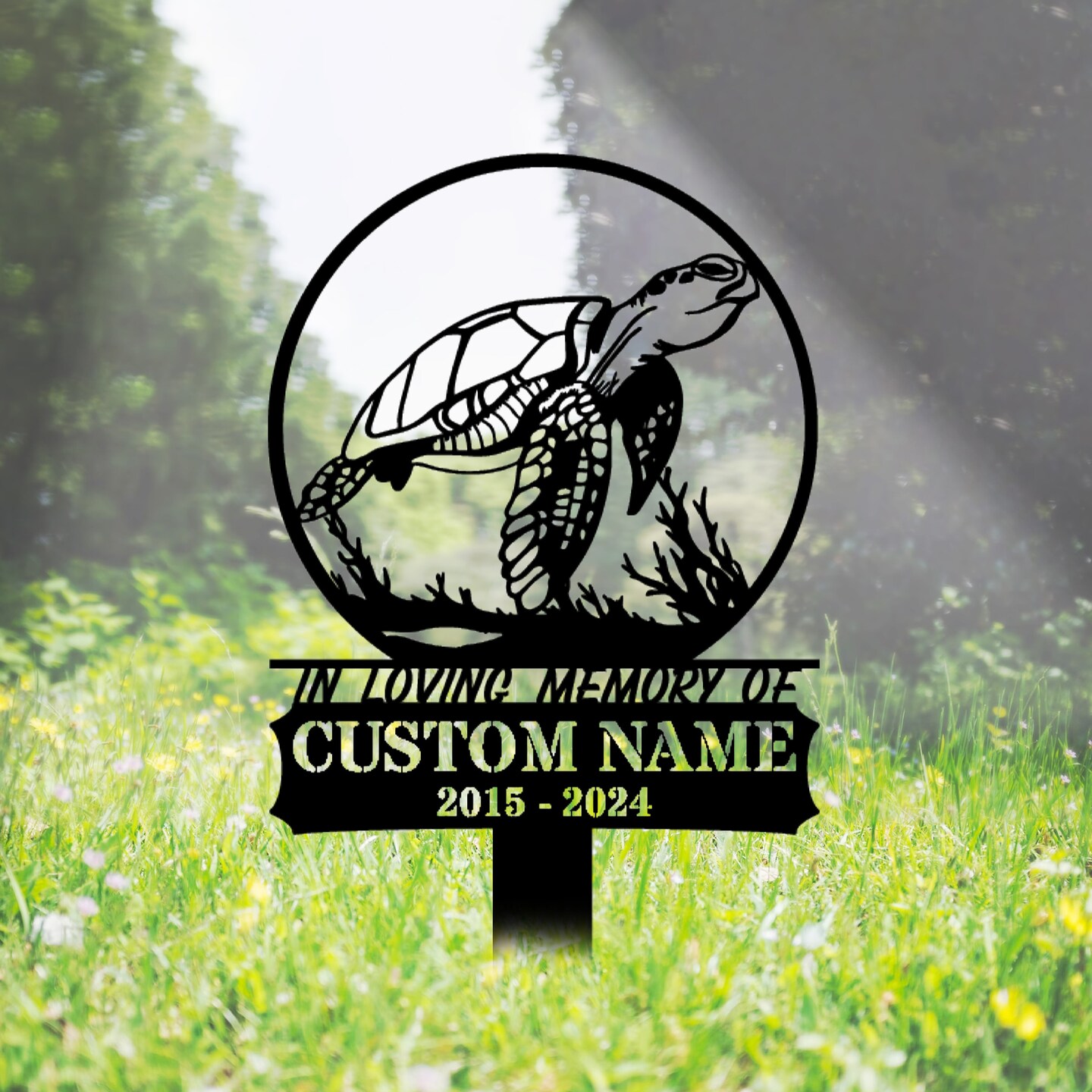 Custom Turtle Memorial Metal Stake, Sea Animals Metal Stake ...