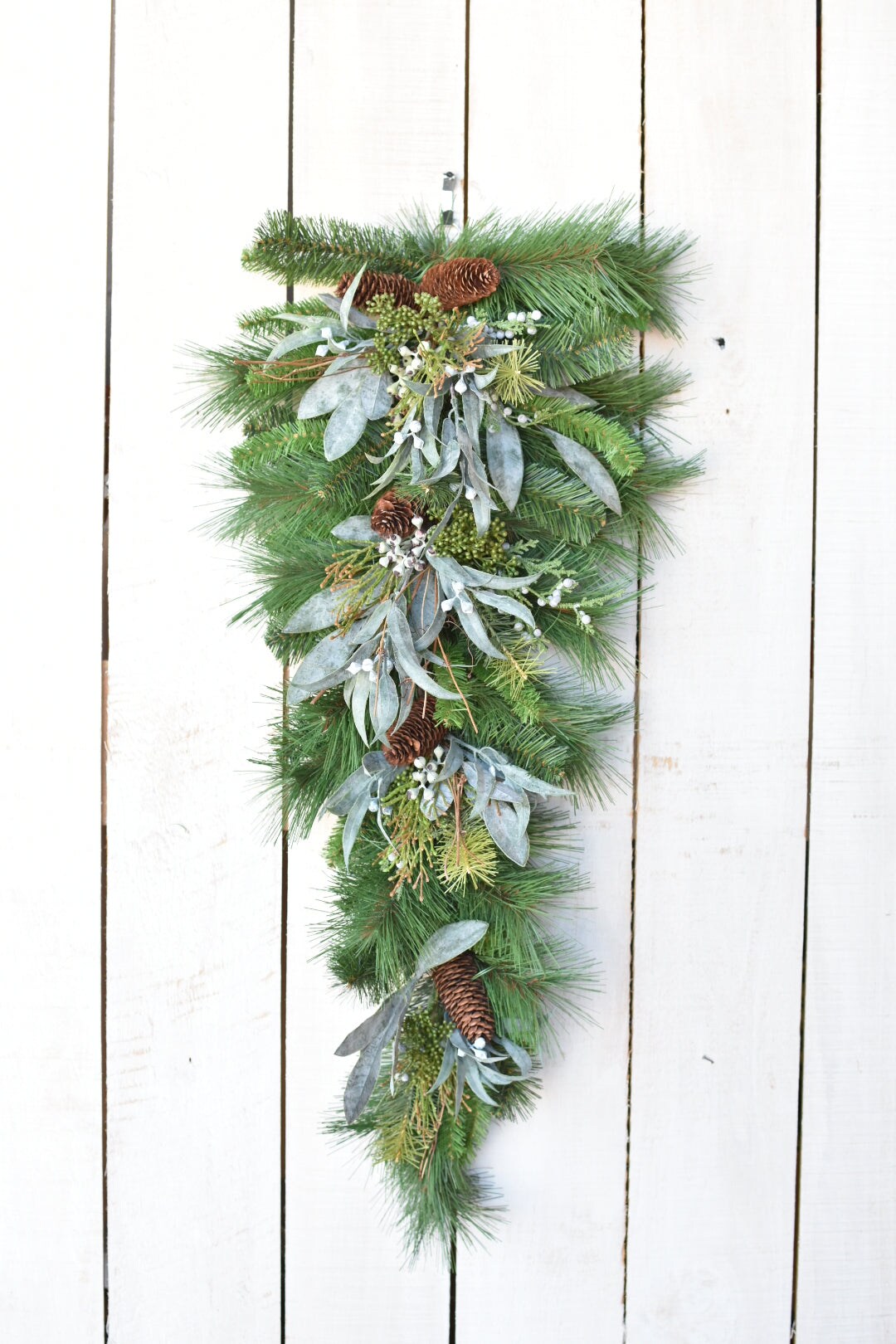 35" Faux Mixed Greenery Juniper and Eucalyptus Tear Drop Swag | Michaels