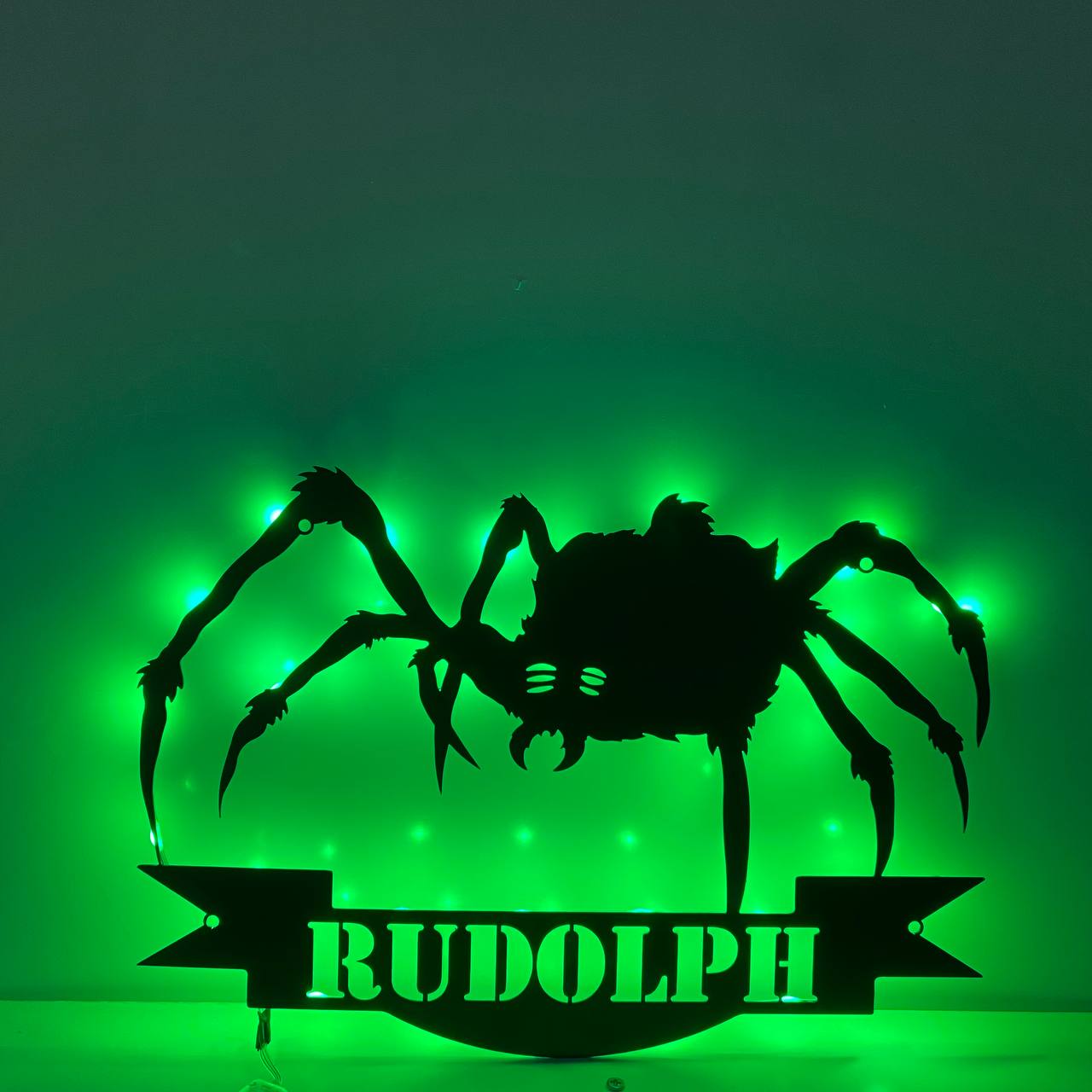 Custom Spider Metal Wall Art LED Light, Halloween Metal Sign, Halloween ...