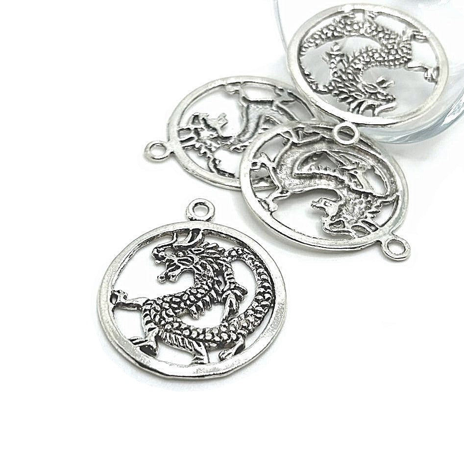 4, 20 or 50 Pieces: Large Silver Chinese Dragon Pendants | Michaels