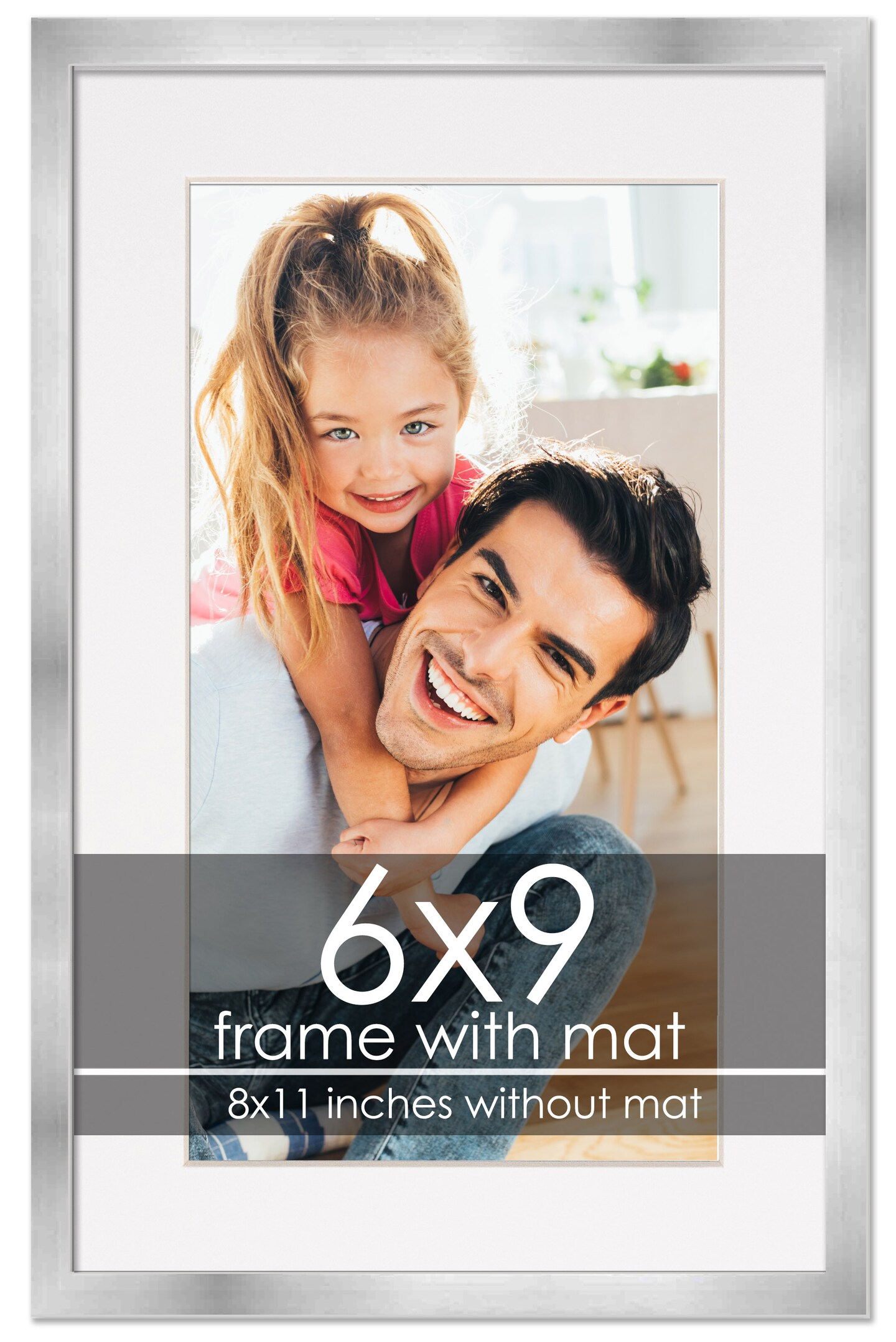 6x9 Frame with Mat - Silver 8x11 Frame Wood Made to Display Print or ...