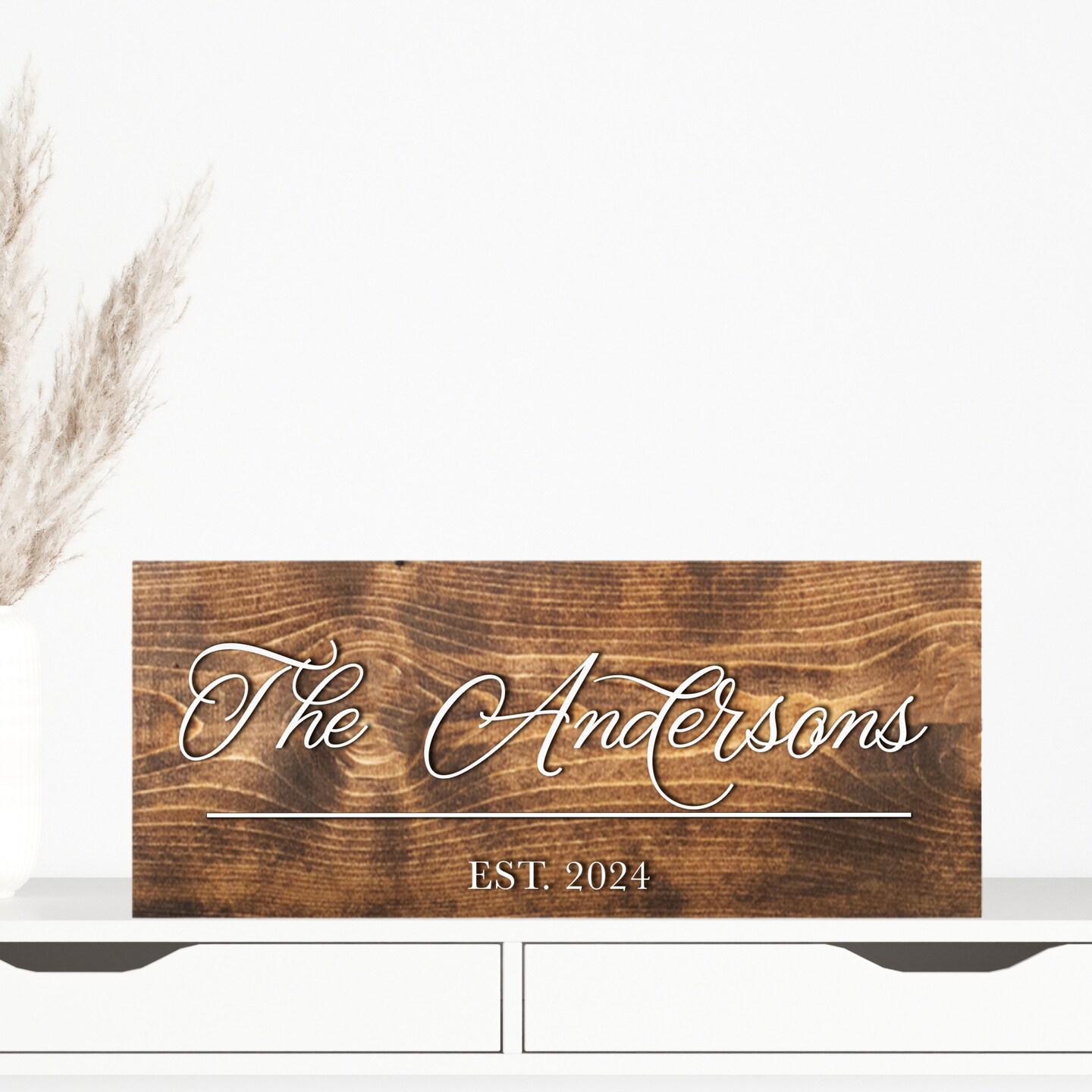 Personalized Family Last Name Wood Sign Featuring Established Year in ...