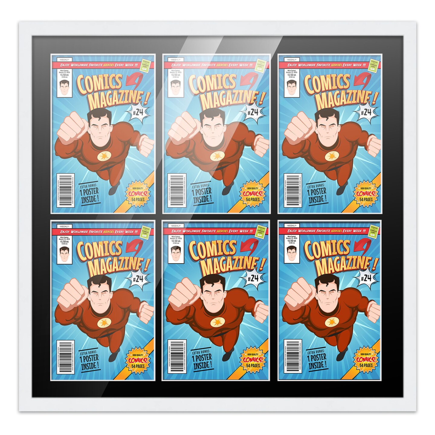 Comic Book Frame with Mat for 6 Current Era Comics Published After 1985 ...
