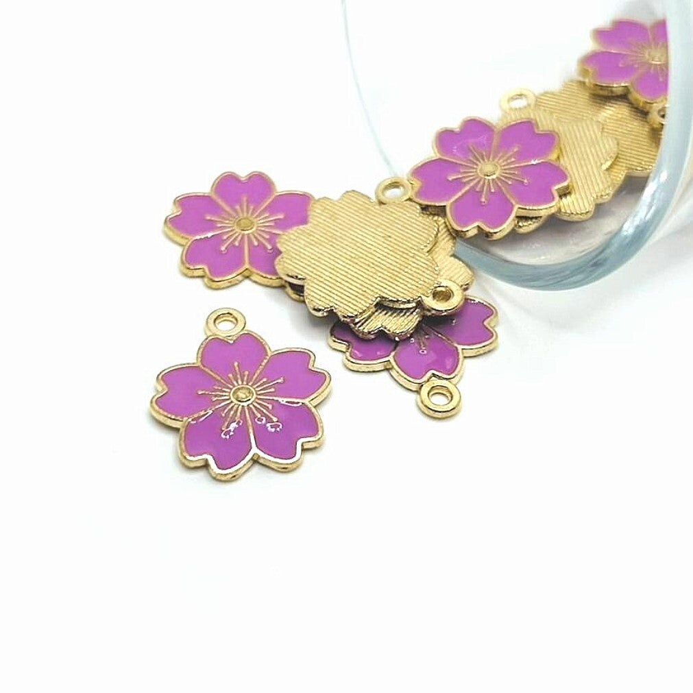 4, 20 or 50 Pieces: Pinkish Purple and Gold Cherry Blossom Flower ...