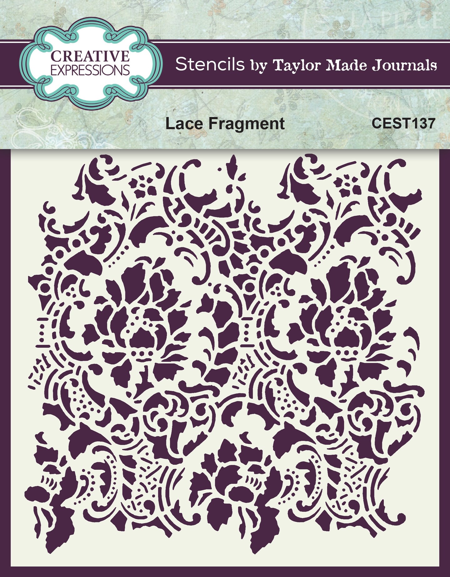 Creative Expressions Taylor Made Journals Stencil 6"X6"-Lace Fragment ...