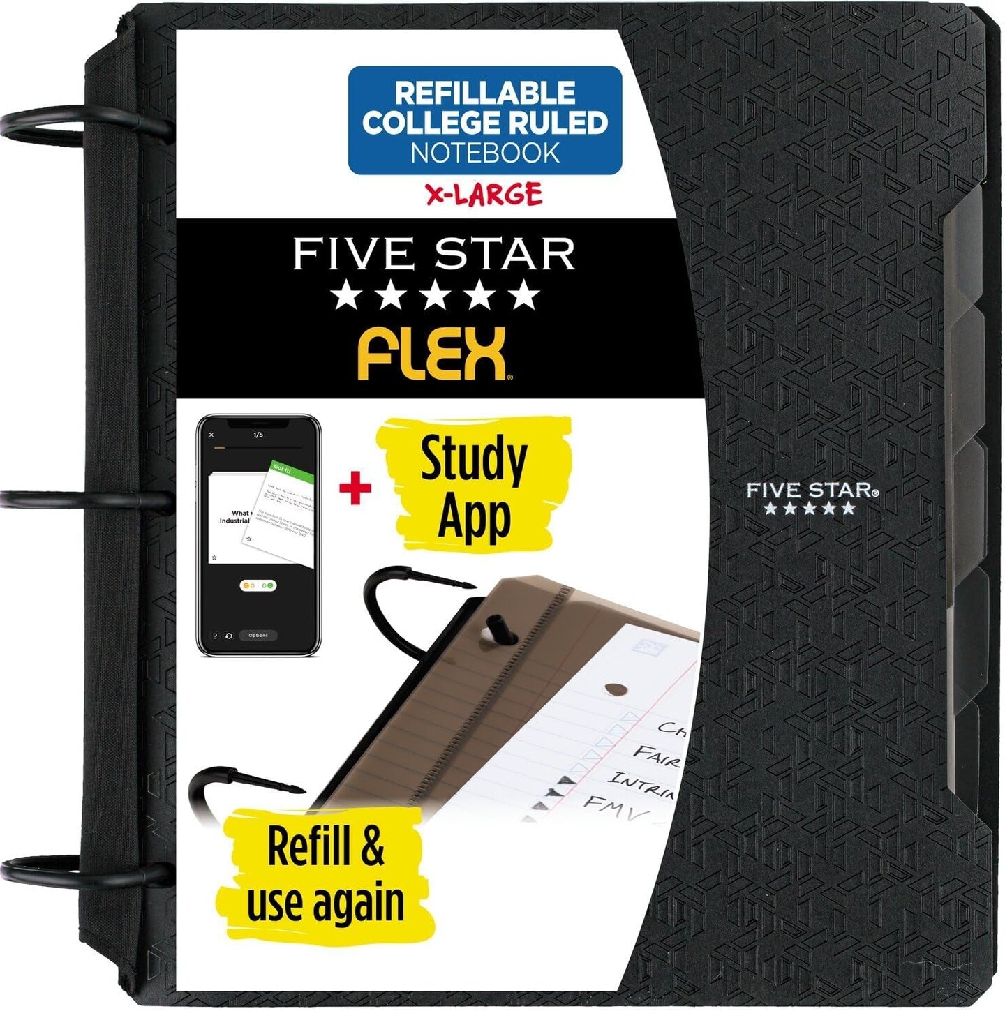 Flex Refillable Notebook + Study App, College Ruled Paper, 1-1/2 Inch ...