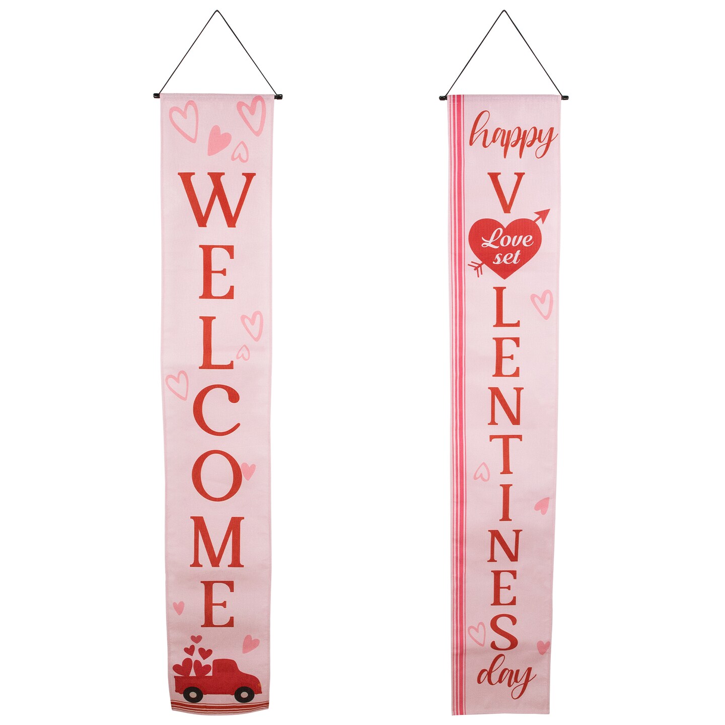 Northlight Set of 2 Pink "Welcome" and "Happy Valentine's Day" Outdoor ...