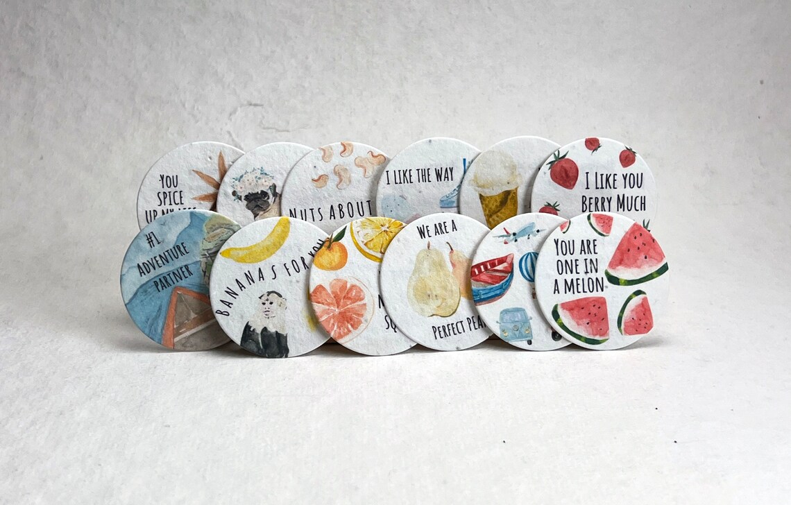 Wildflower Seed Paper Circle Tag - Contemporary Valentine - 2" Diameter ...