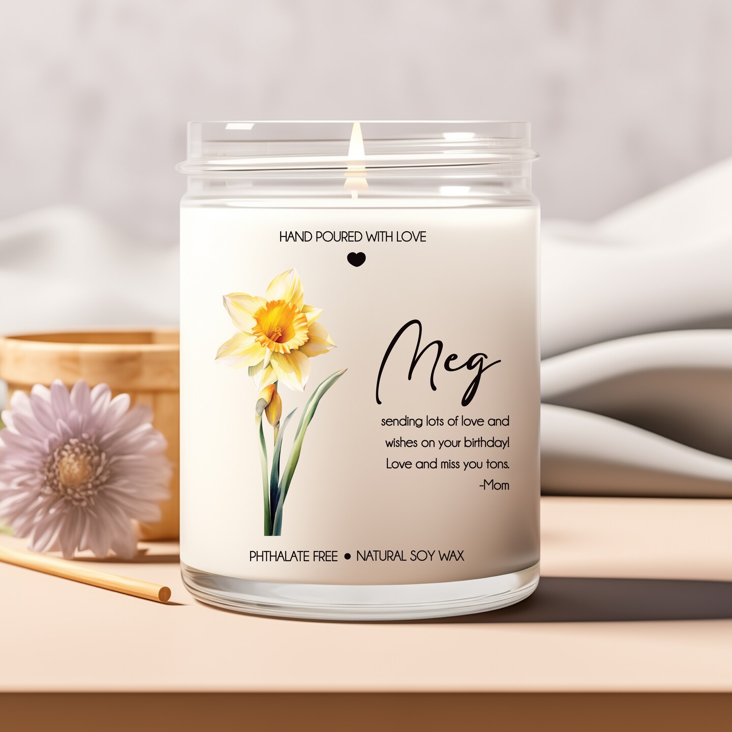 Handmade March Birth Month Flower Gift Custom Birth Month Candle Birth ...