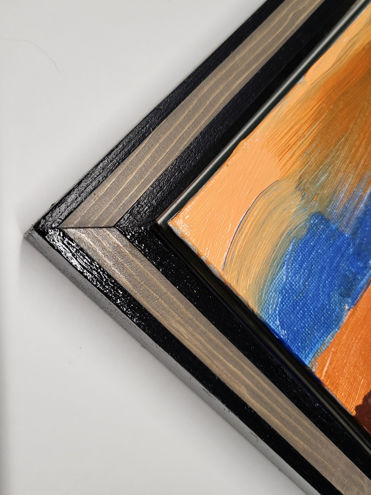 *Gloss Black with Gray* Border Pinstripe Canvas Floating Frame, Made-to ...