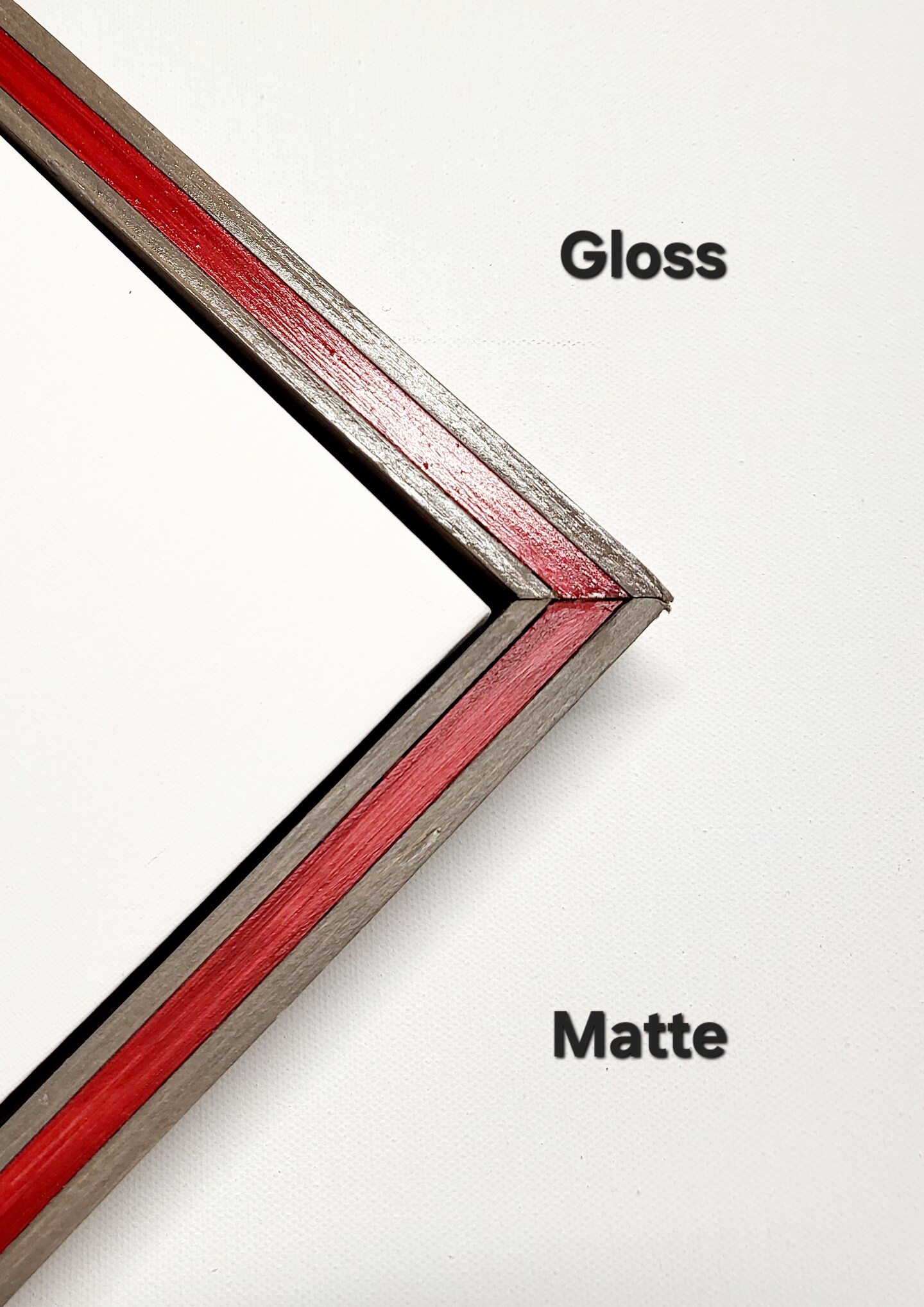 *Gloss Gray with Red* Border Pinstripe Canvas Floating Frame, Made-to ...