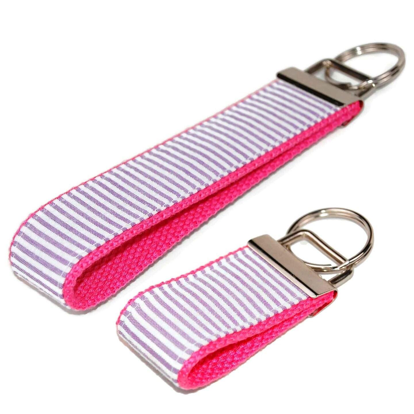 Purple Seersucker Keychain - You Pick Hardware Size and Colors! Preppy ...