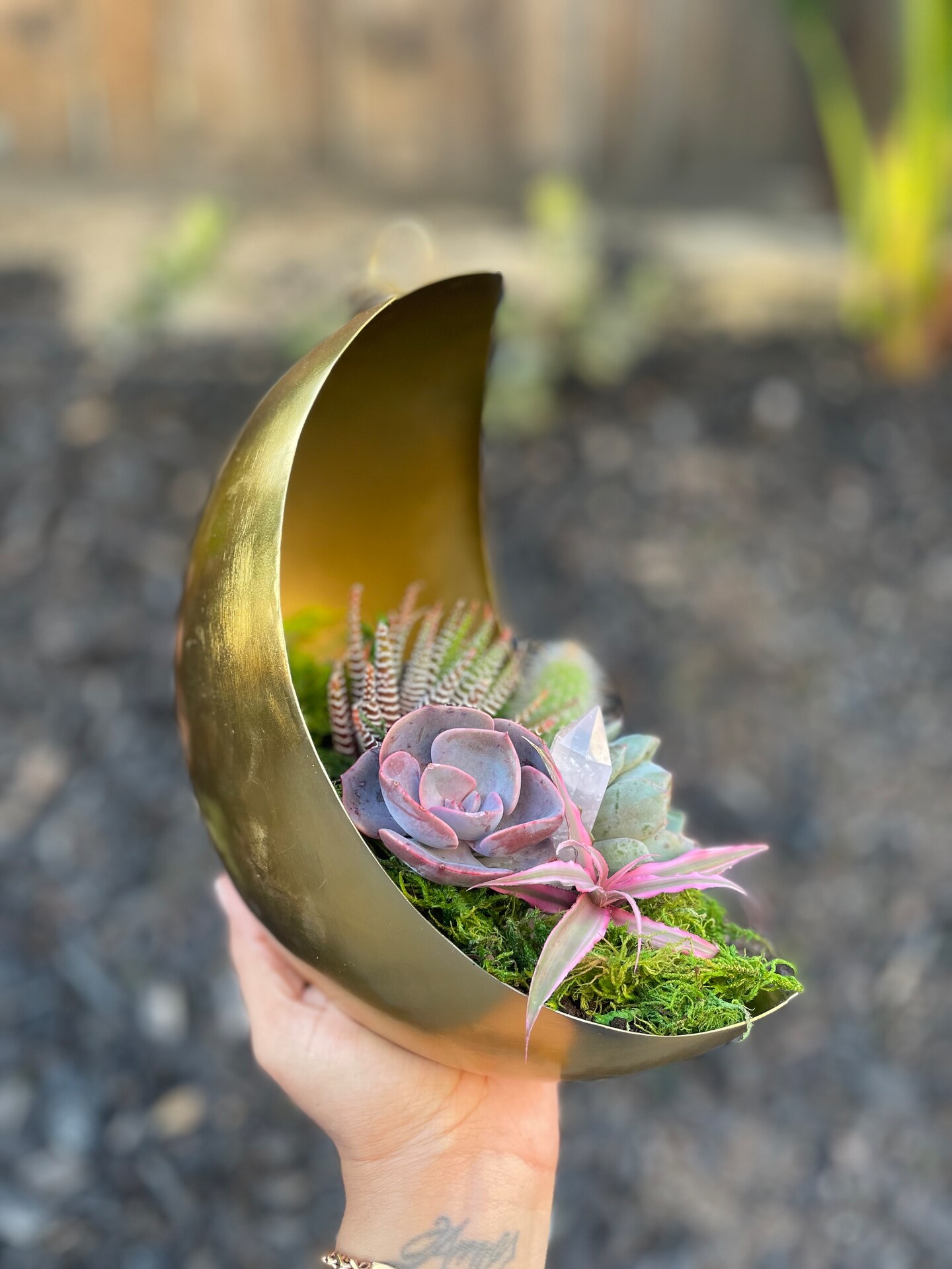 Metal Moon Planter | Hanging Planter | Moon Planter Pot | Gold Hanging ...