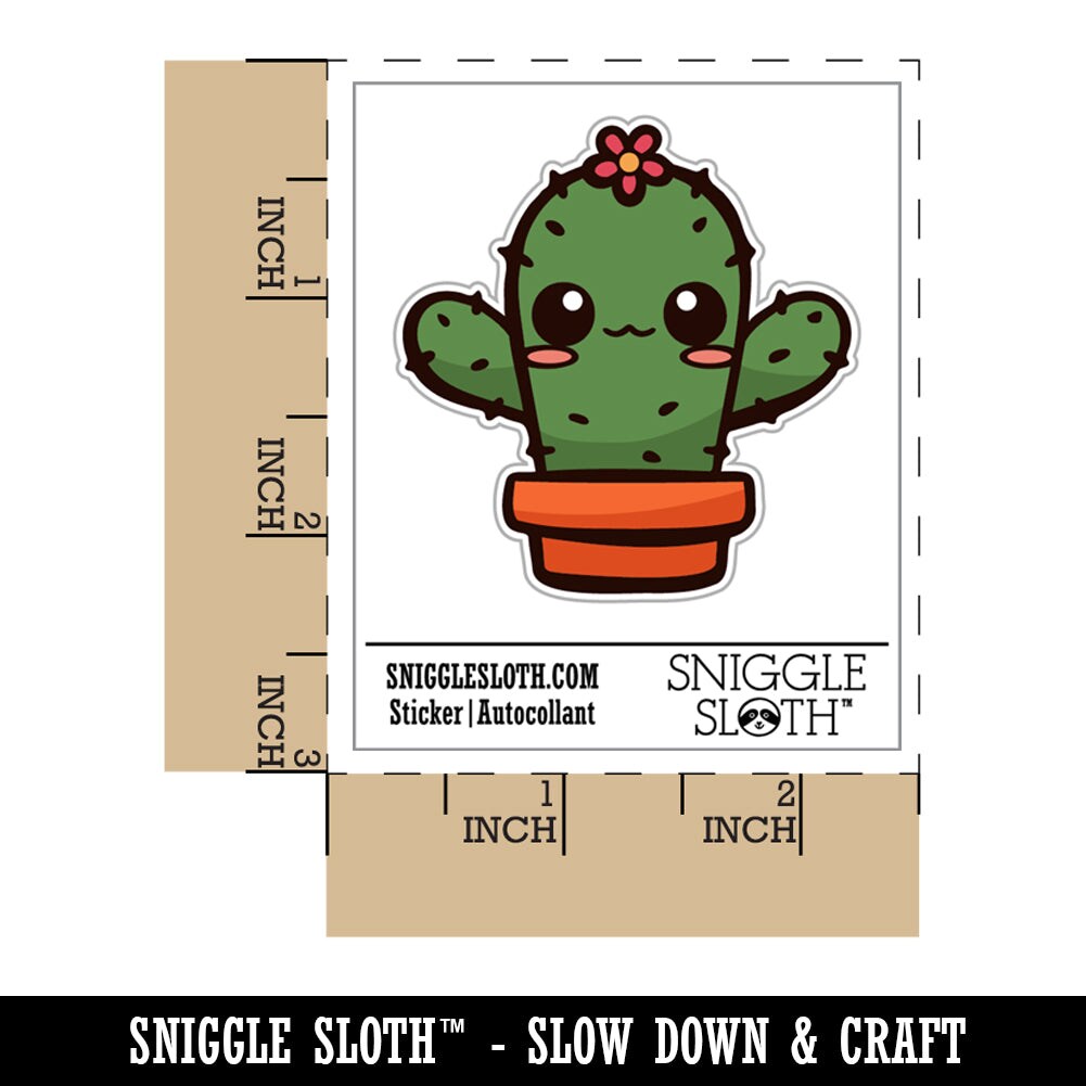 Adorable Kawaii Chibi Cactus in Pot Succulent Waterproof Vinyl Phone ...