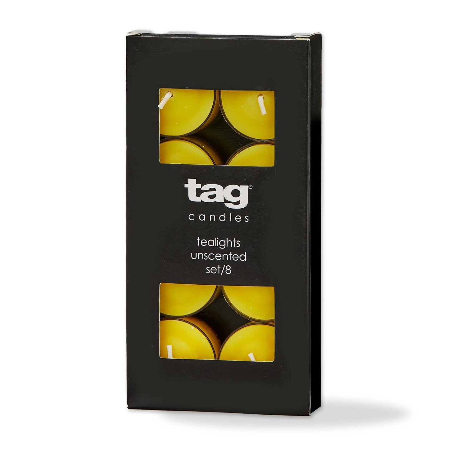 Color Studio Tealight Candles Set of 8 Yellow Smokeless Paraffin Wax ...