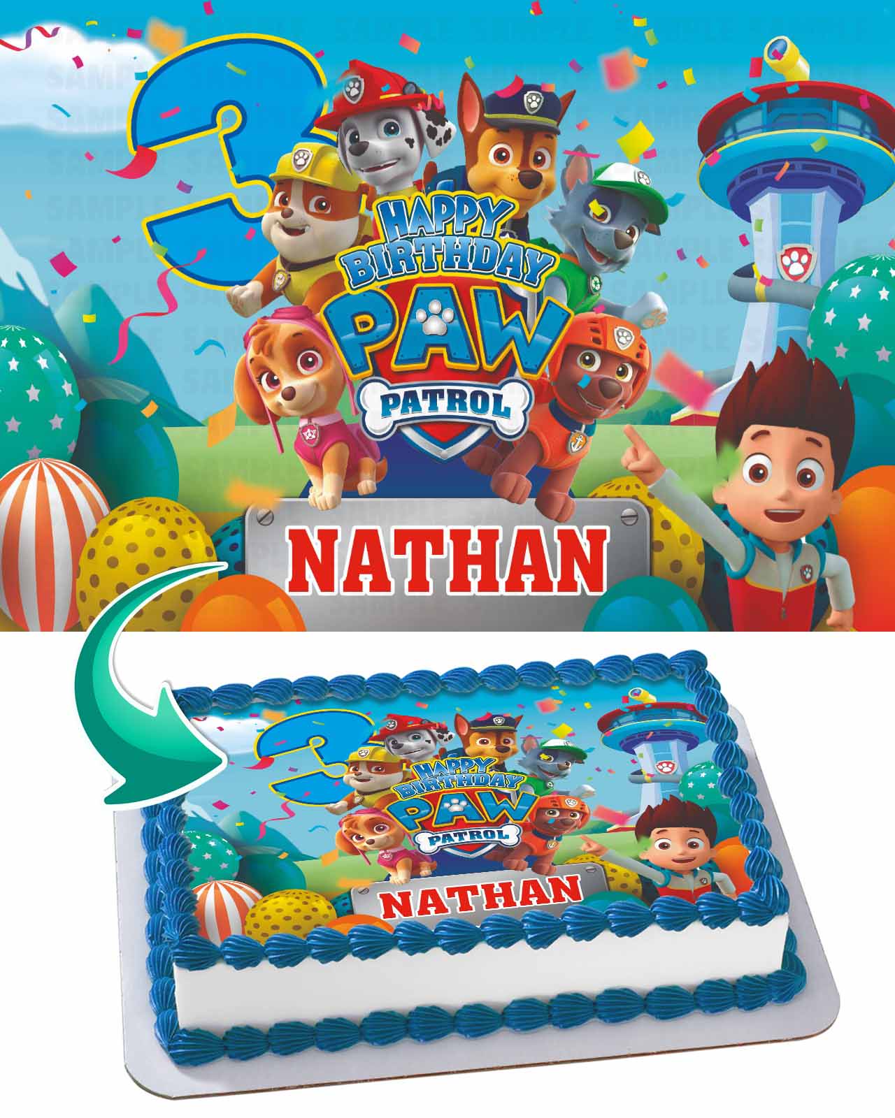 Mighty Pups Paw Patrol Team Edible Cake Image Topper Birthday Cake ...