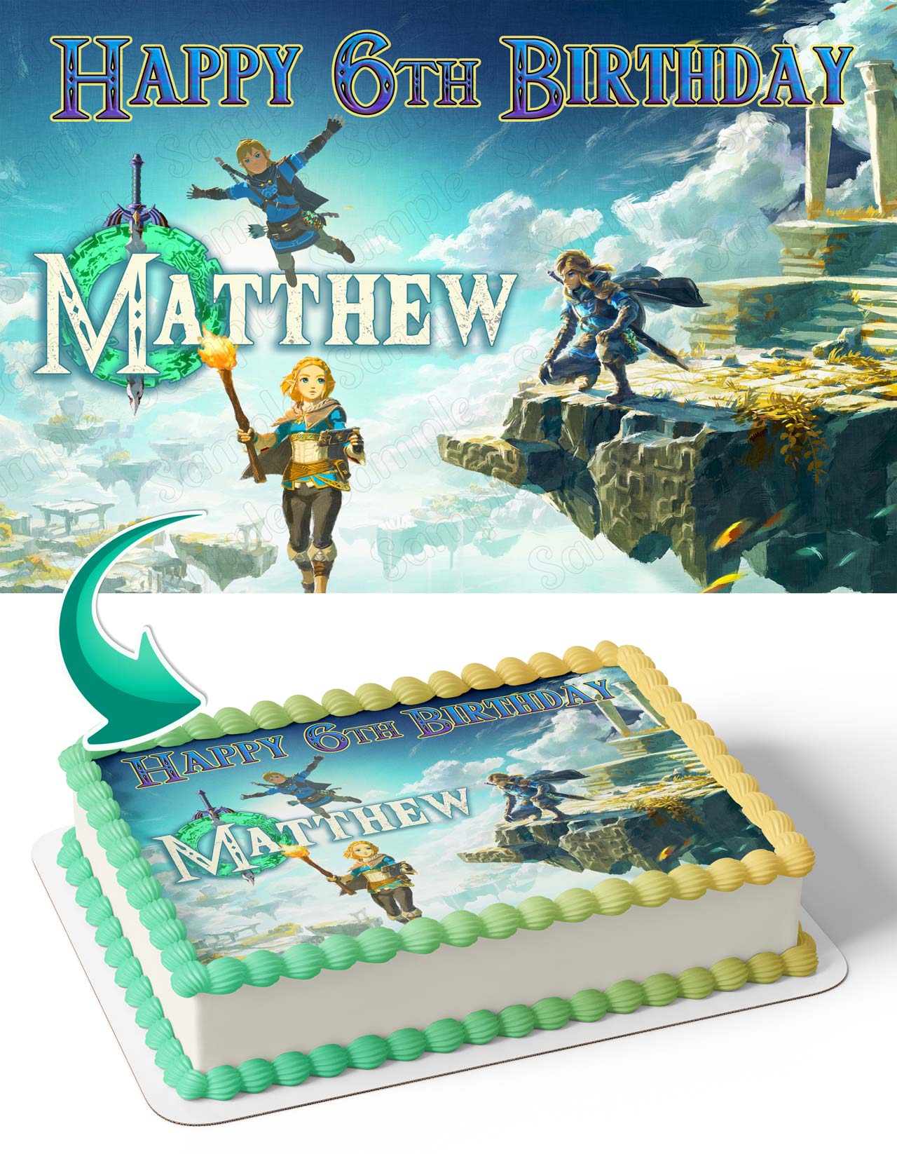The Legend of Zelda Tears of the Kingdom Edible Cake Image Topper ...