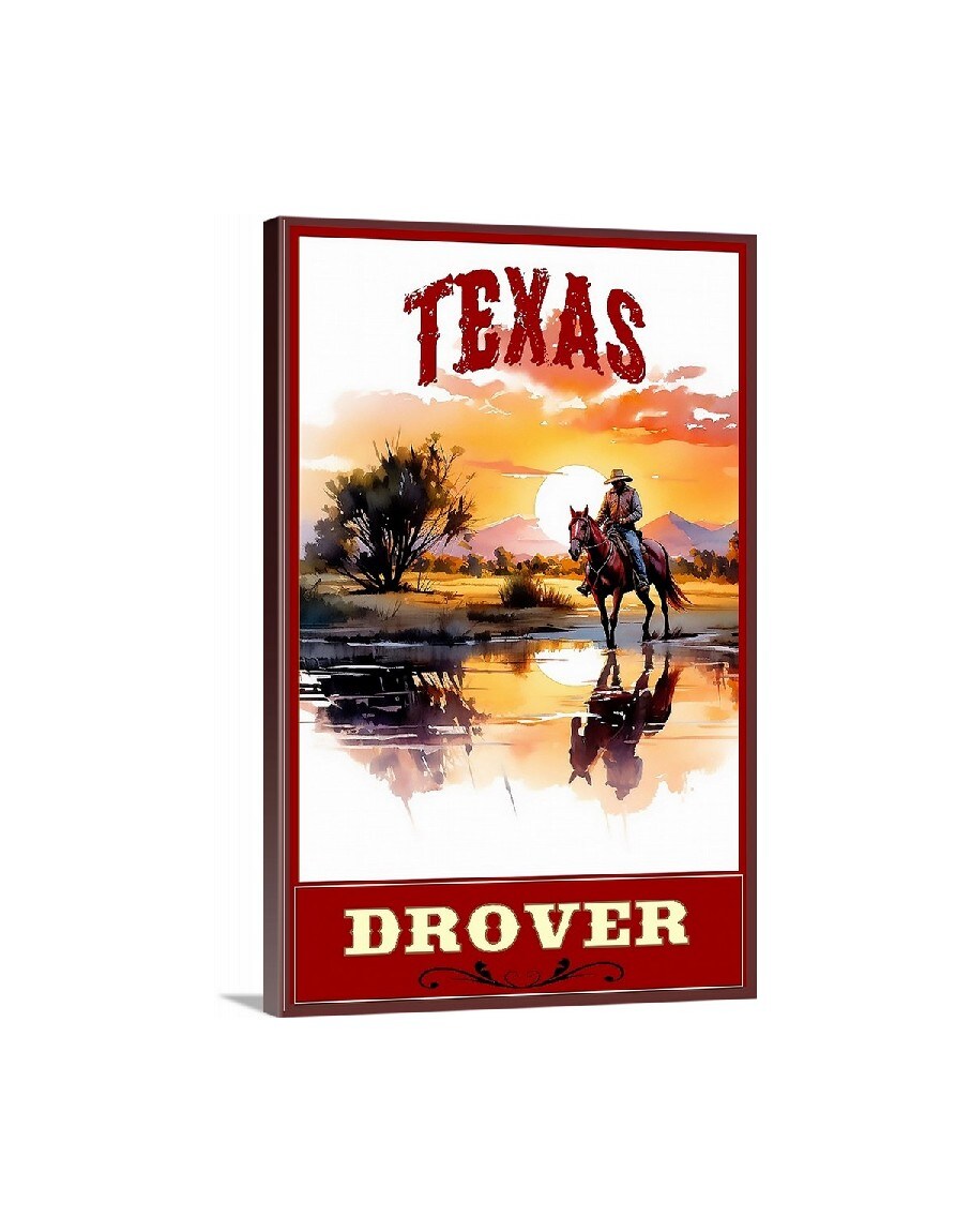 Cattle Drover Texas Old West Cowboy Canvas Wrap or Poster Travel Poster ...