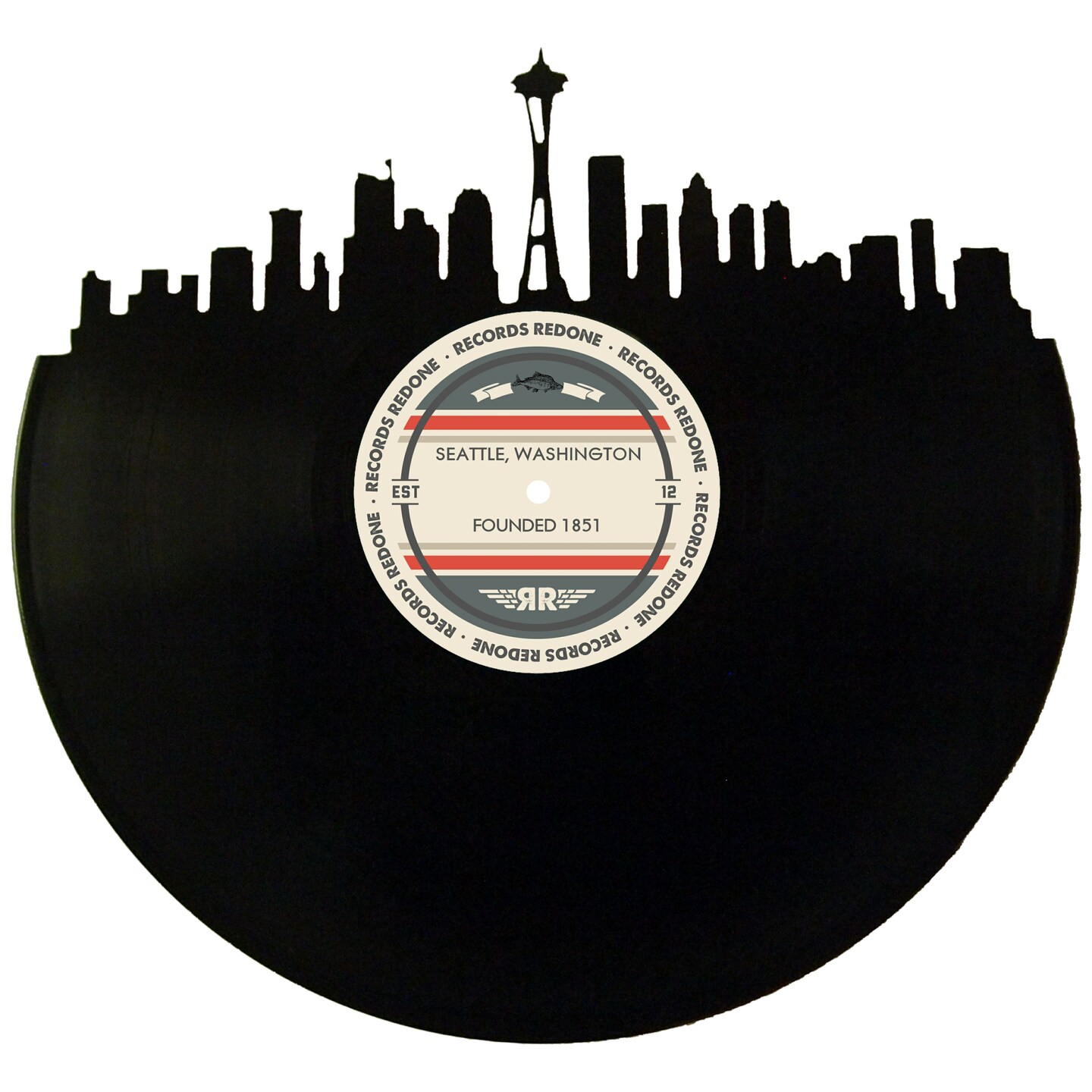 Seattle Skyline Records Redone Label Vinyl Record Art Unique Gift ...