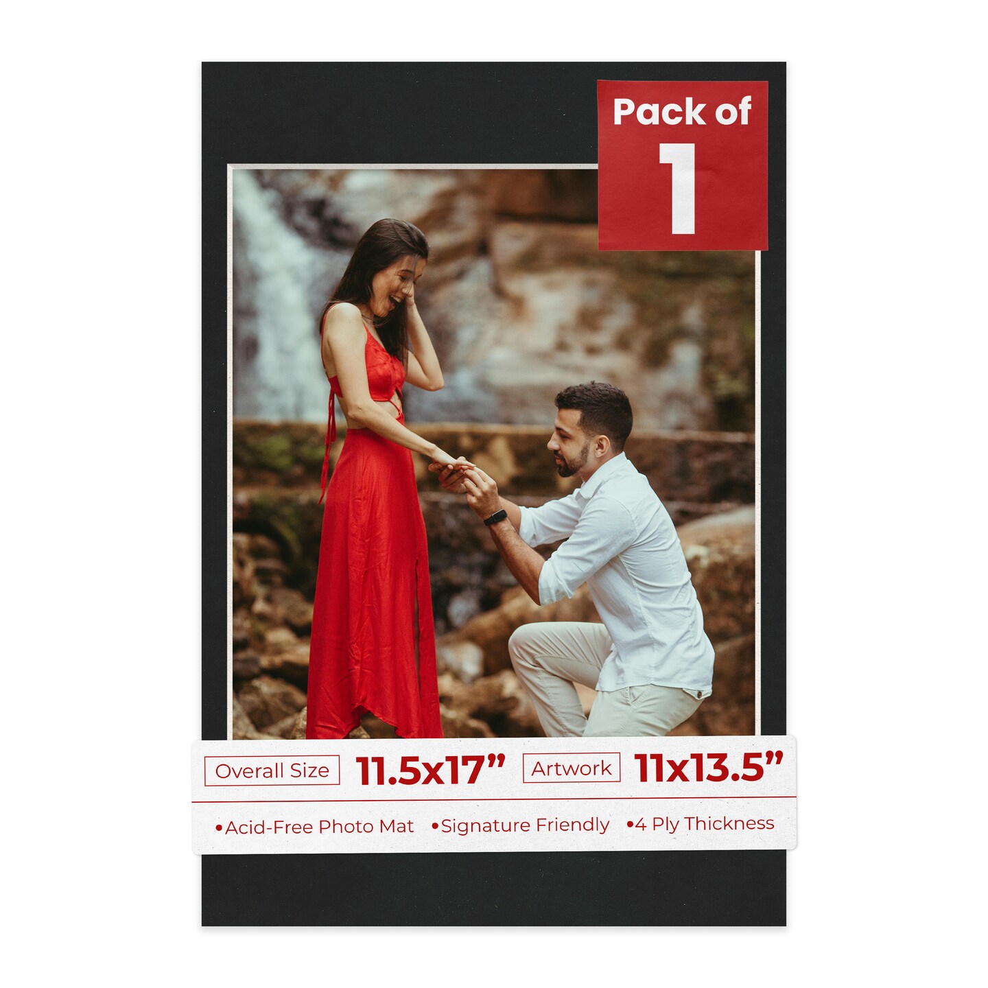Black Suede Mat Board for 11.5x17 Frames - Fits 11x13.5 Photos, Color ...