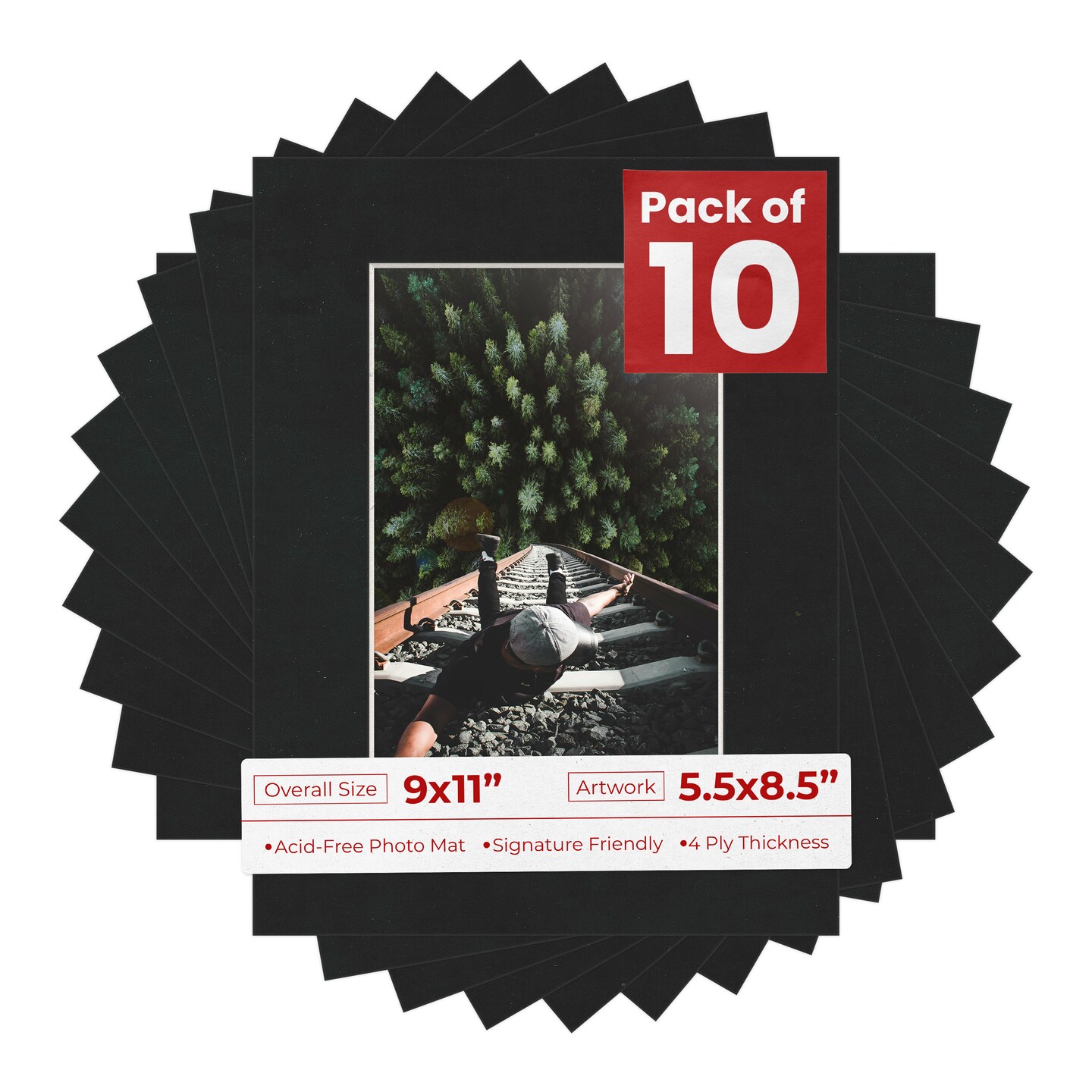 Black Suede Mat Board for 9x11 Frames - Fits 5.5x8.5 Photos, Color ...