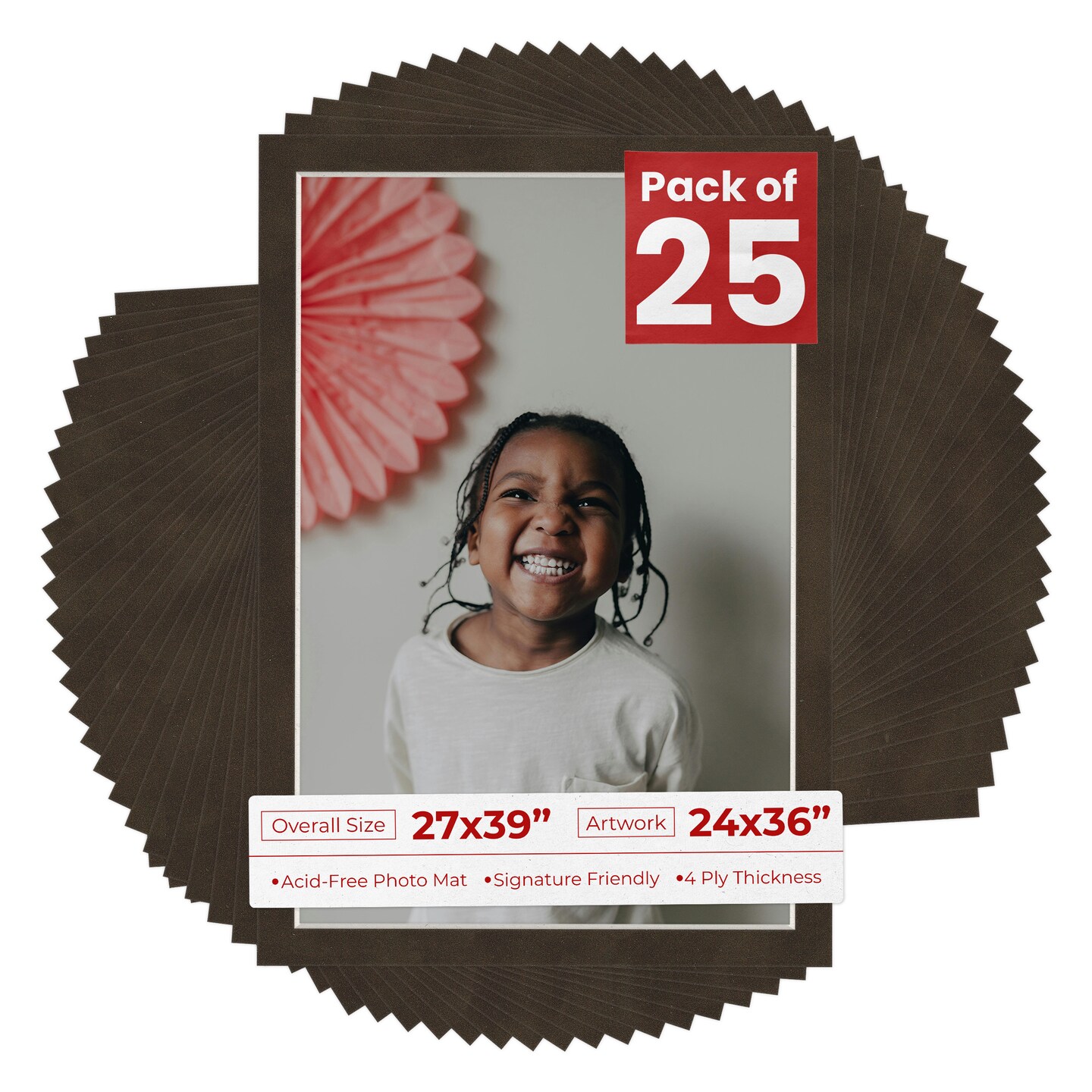 Brown Suede Mat Board for 27x39 Frames - Fits 24x36 Photos, Color ...