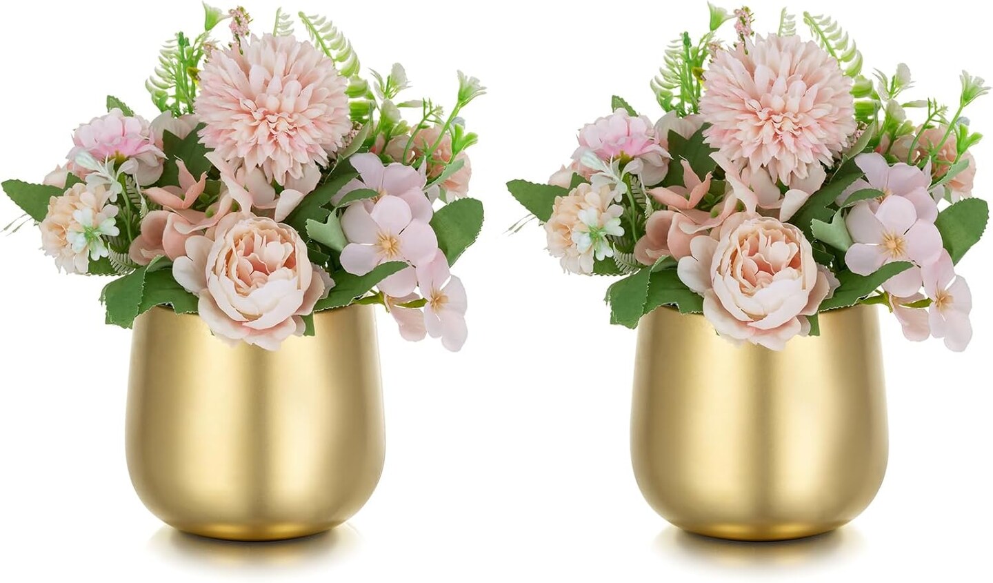 Small Gold Vases for Centerpieces: 2 Pcs 3.94 inch Flower Trumpet Vase ...
