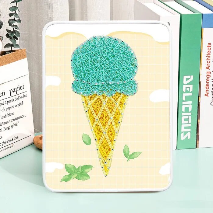 Ice Cream String Art Kit with Stand. Simple Decorative DIY String Art ...