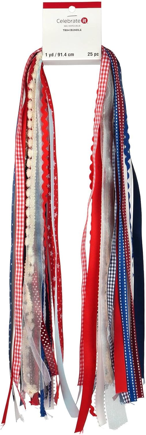1yd. Red, White & Blue Patriotic Frilly Trim Bundle | Michaels