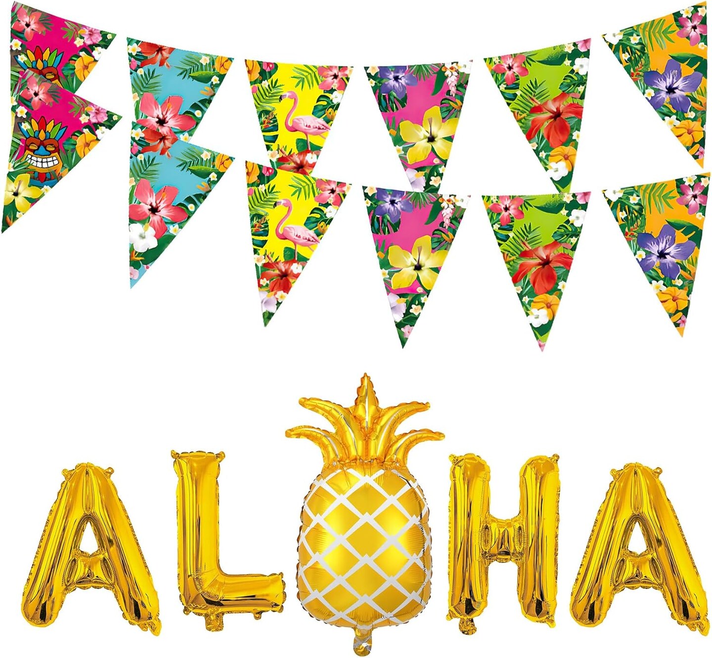 Hawaiian Banners and Pineapple Aloha Foil Balloon Set | Michaels