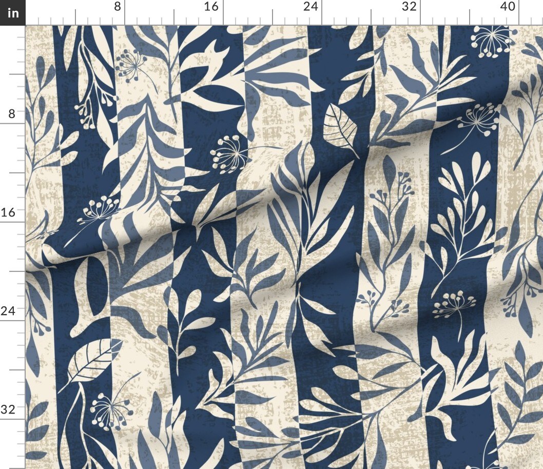 Various Fabrics by the Yard or Fat Quarter Plant Leaves Custom Printed ...