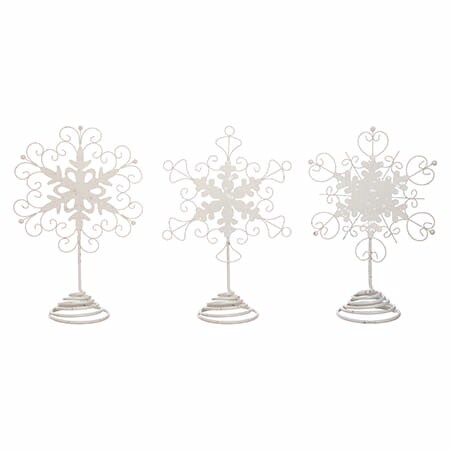 Set of 3 Metal Snowflake Tree Toppers Elegant White Christmas, Color ...